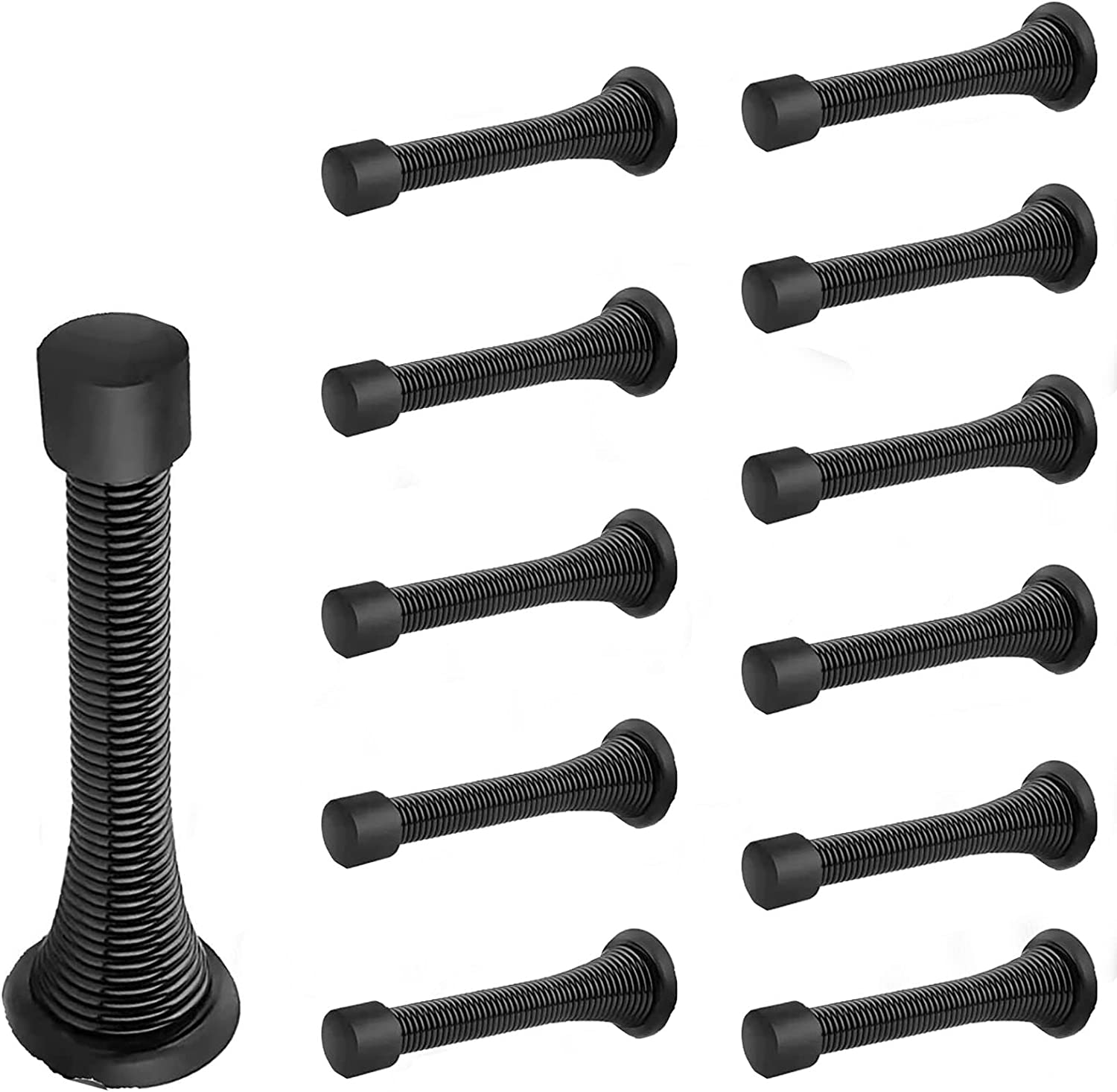 12 Pack Black Spring Door Stops，3 1/3" Flexible Spring Door Stopper ...