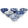 Elama Moxy 6 Piece Assorted Design 20oz Porcelain Footed Bowl Set in ...