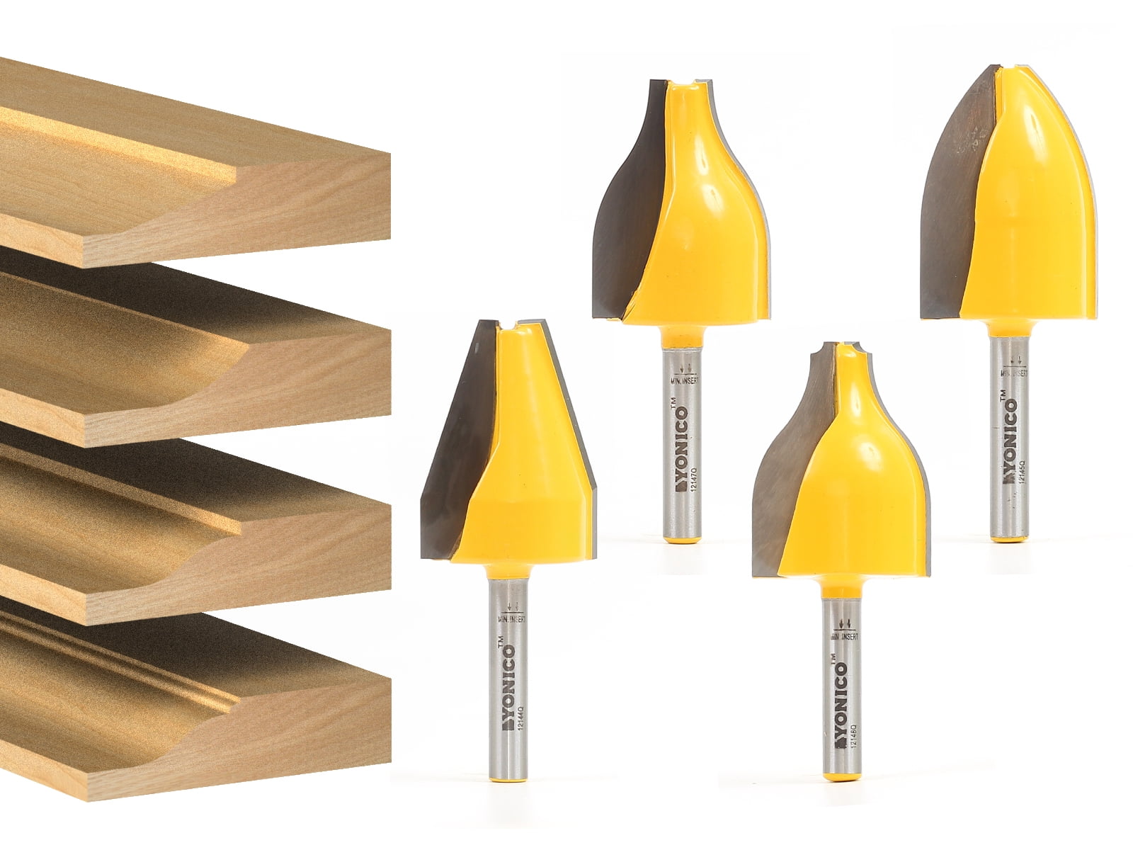 4 Bit Vertical Raised Panel Router Bit Set - 1/4" Shank - Yonico 12404q ...