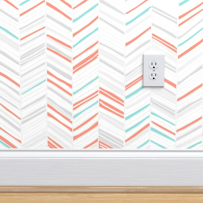 Coral Pink Chevron Wallpaper