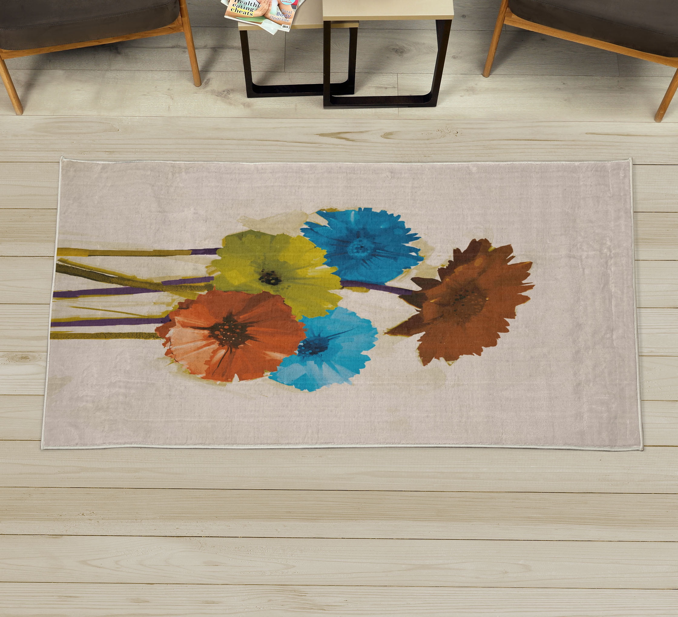 Gerber Daisy Decorative Rug, Posy of Spring Flowers Oil Painting ...