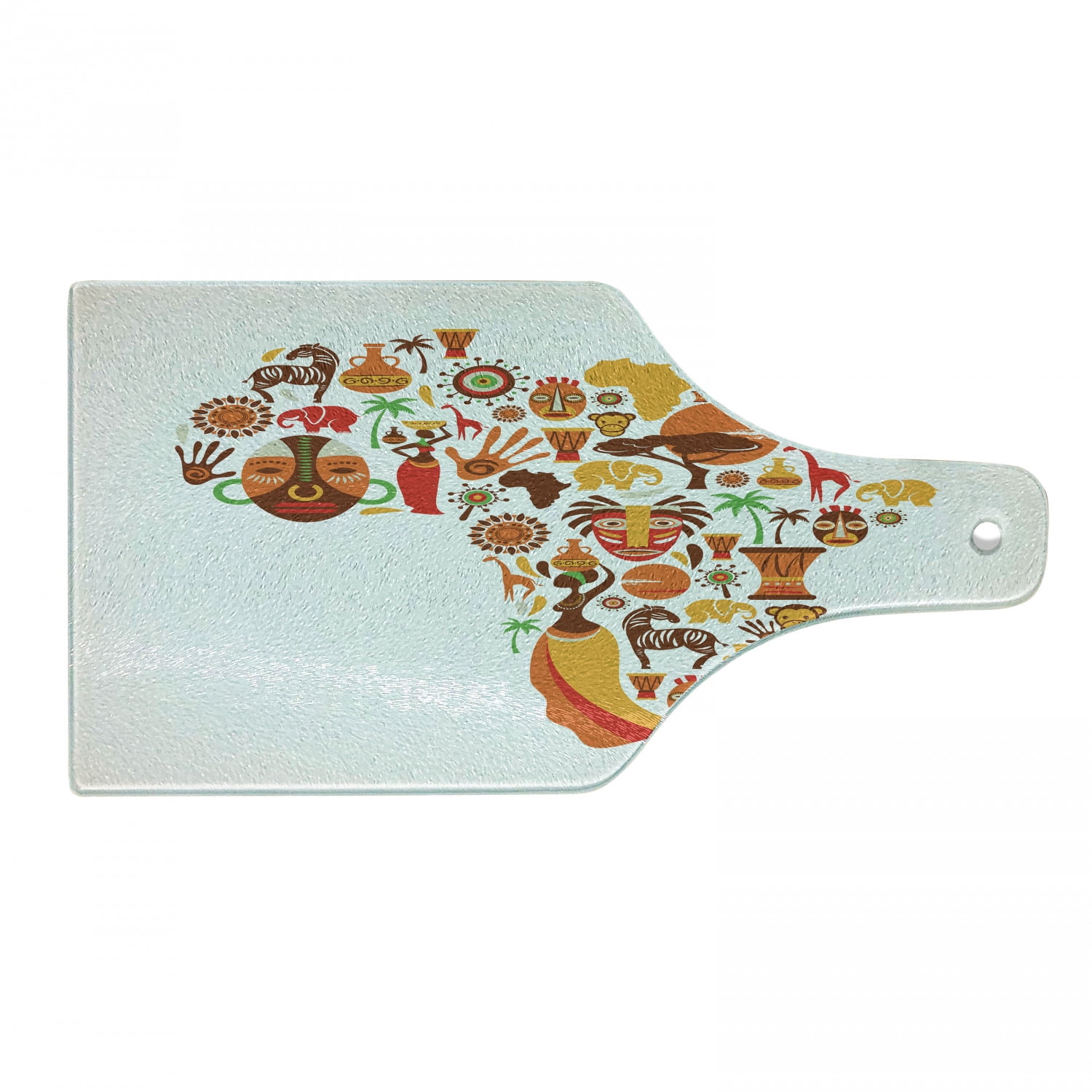 African Cutting Board, Map Different Famous and Savannah Style Art ...