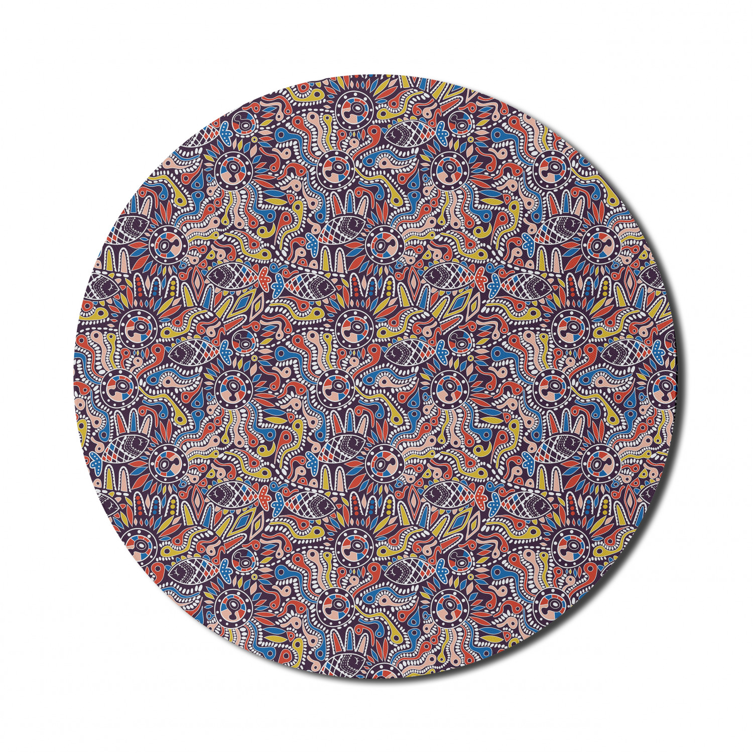 Ethnic Mouse Pad for Computers, Mosaic Style Folk Prehistoric ...