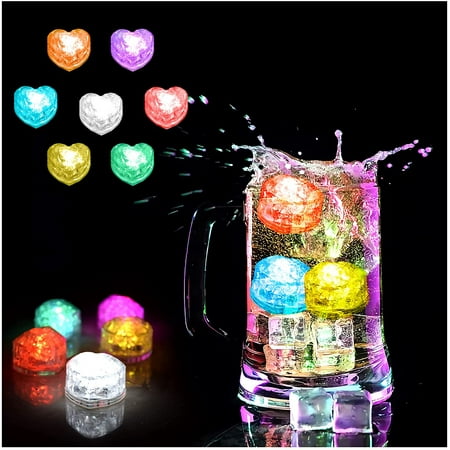 Multi Color Light up Ice Cubes - 12 Pack Rainbow Flashing LED Ice Cube ...