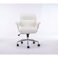 Ergonomic White Leather Office Chair with 361° Swivel, Adjustable ...