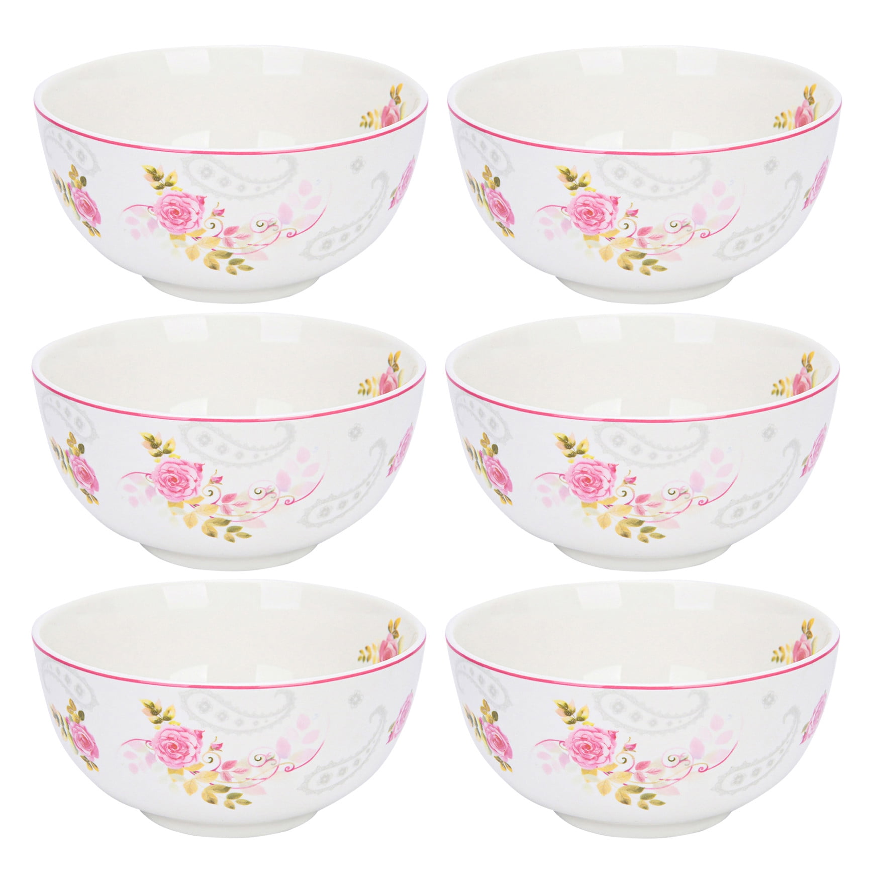 Serving Bowl 21.3 fl oz (630 ml) English Rose Cereal Bowl Set of 6 ...