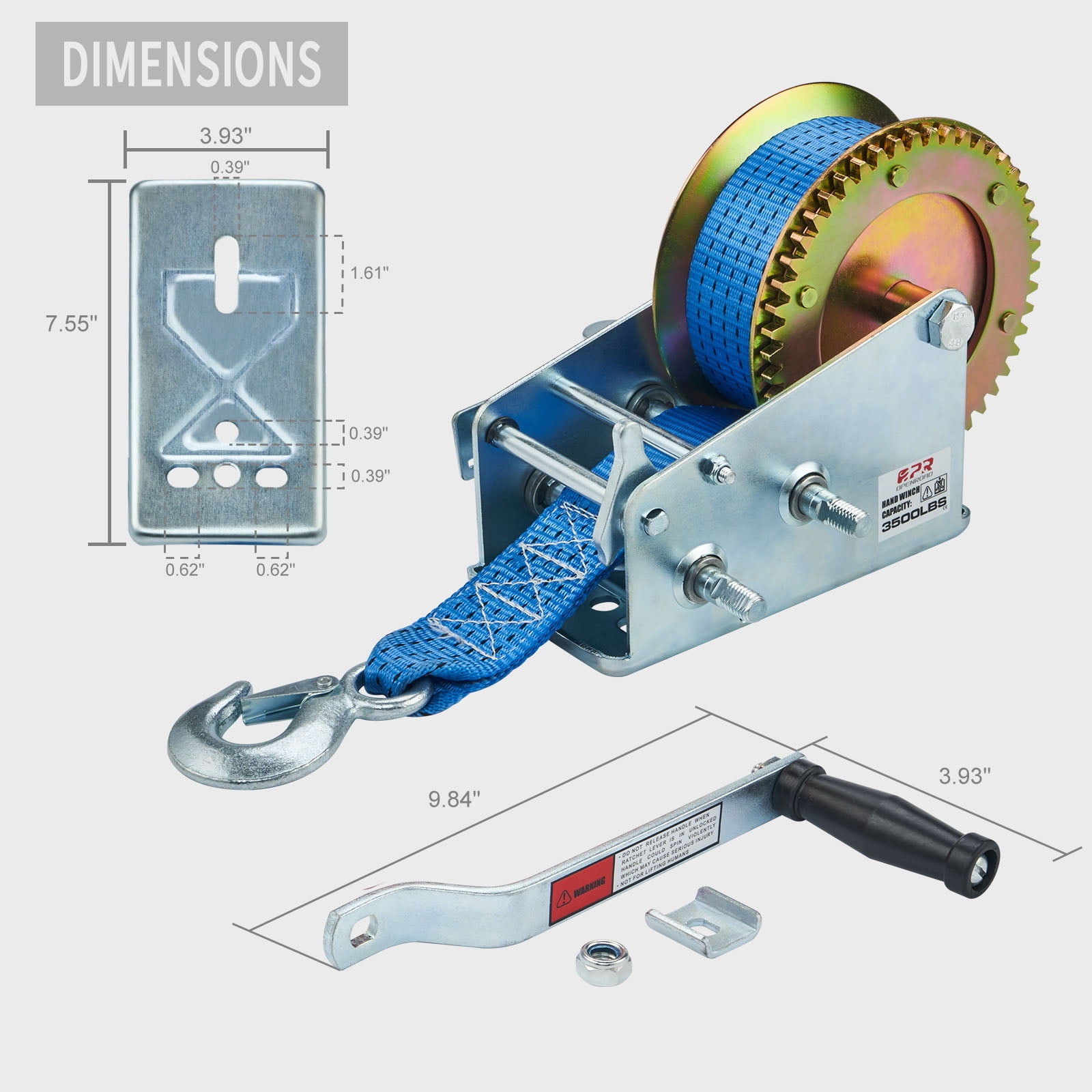 Buy OPENROAD 3500lbs Hand Winch,Boat Trailer Winch Crank with 10m (32ft ...