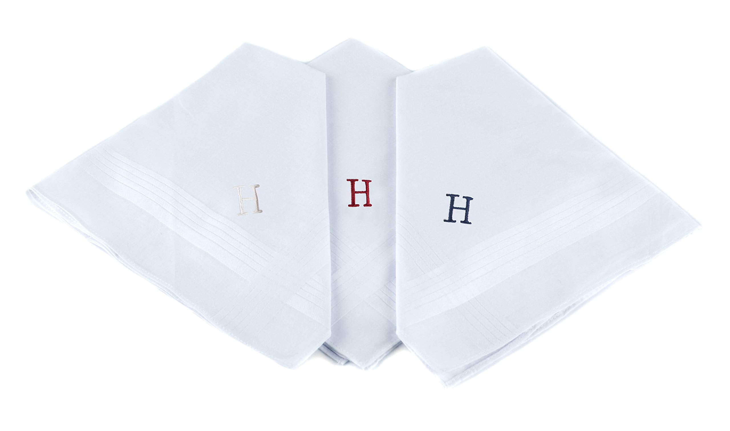 3-Piece Pure Cotton Initial Letter Embroidered Handkerchiefs, H ...
