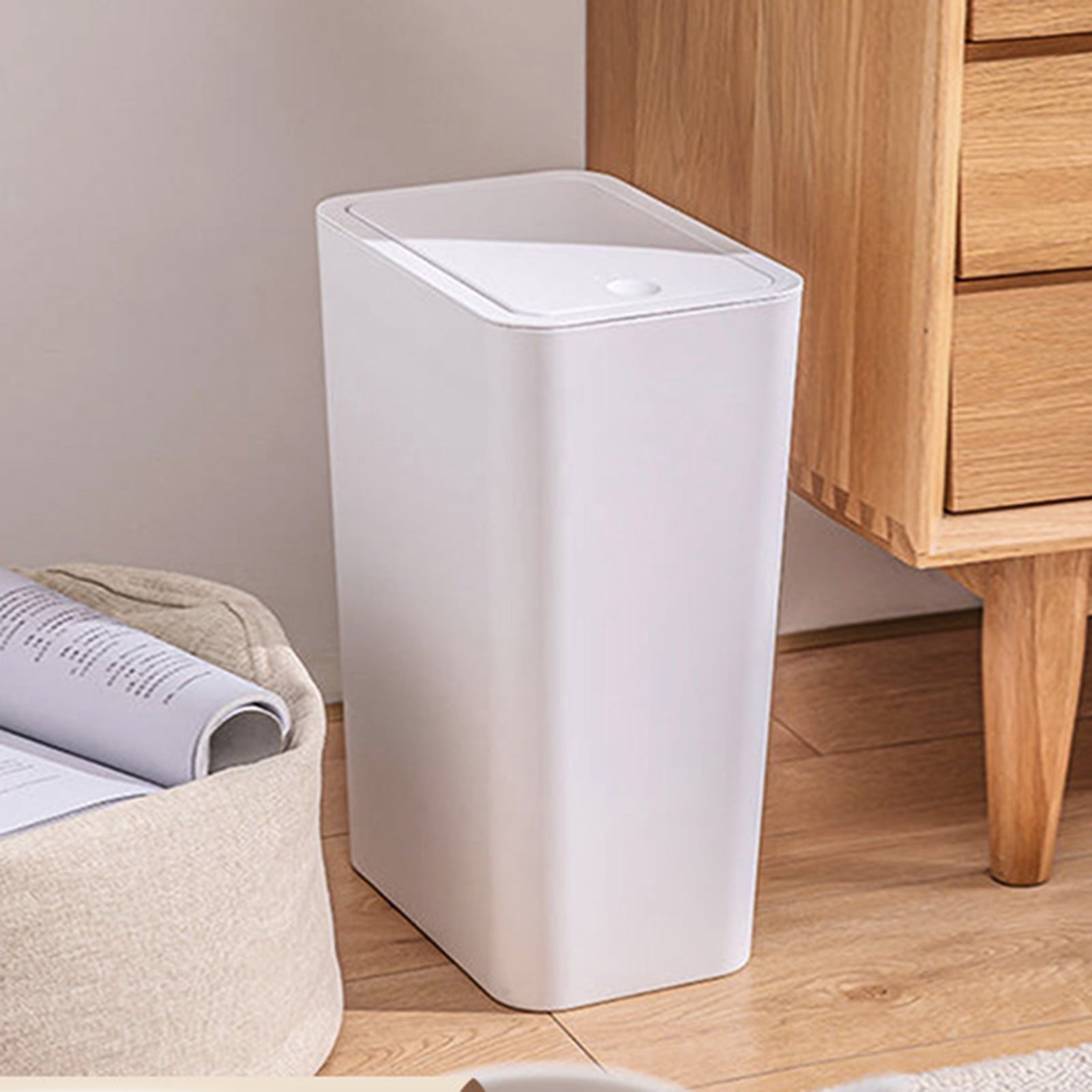 Honrane Compact Bathroom Trash Can: Space Saving, with Press Lid ...