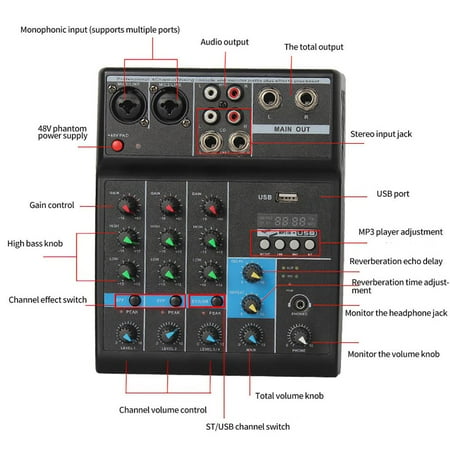 4-way Home Live Recording Computer Sound Card USB To Connect Mixing ...