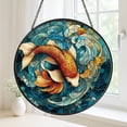 Aquarium Koi Fish Stained Glass Style Suncatcher, Pond Theme Window ...