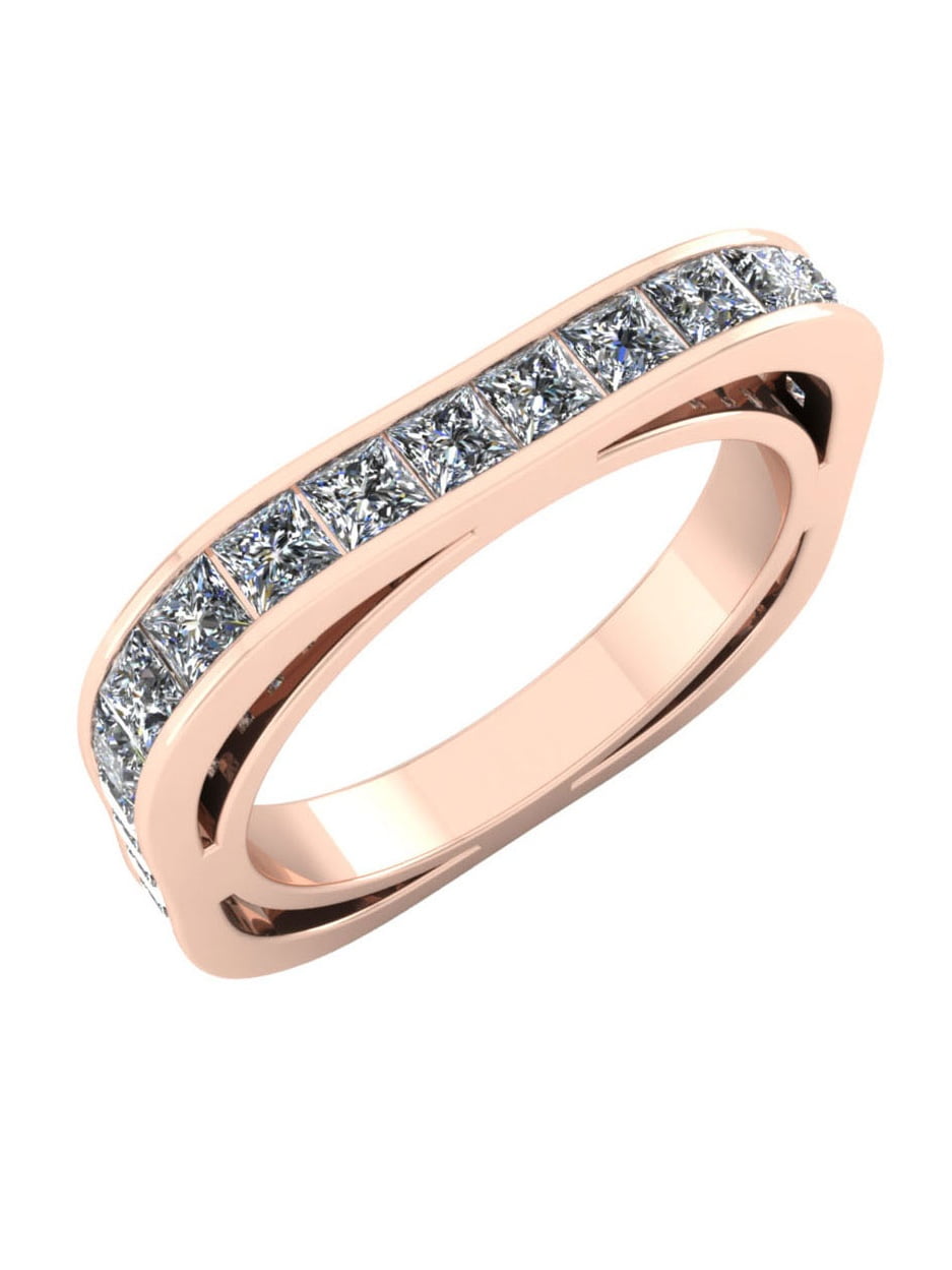 3.0Ct Princess Cut Natural Diamond Euro Style Square Anniversary ...