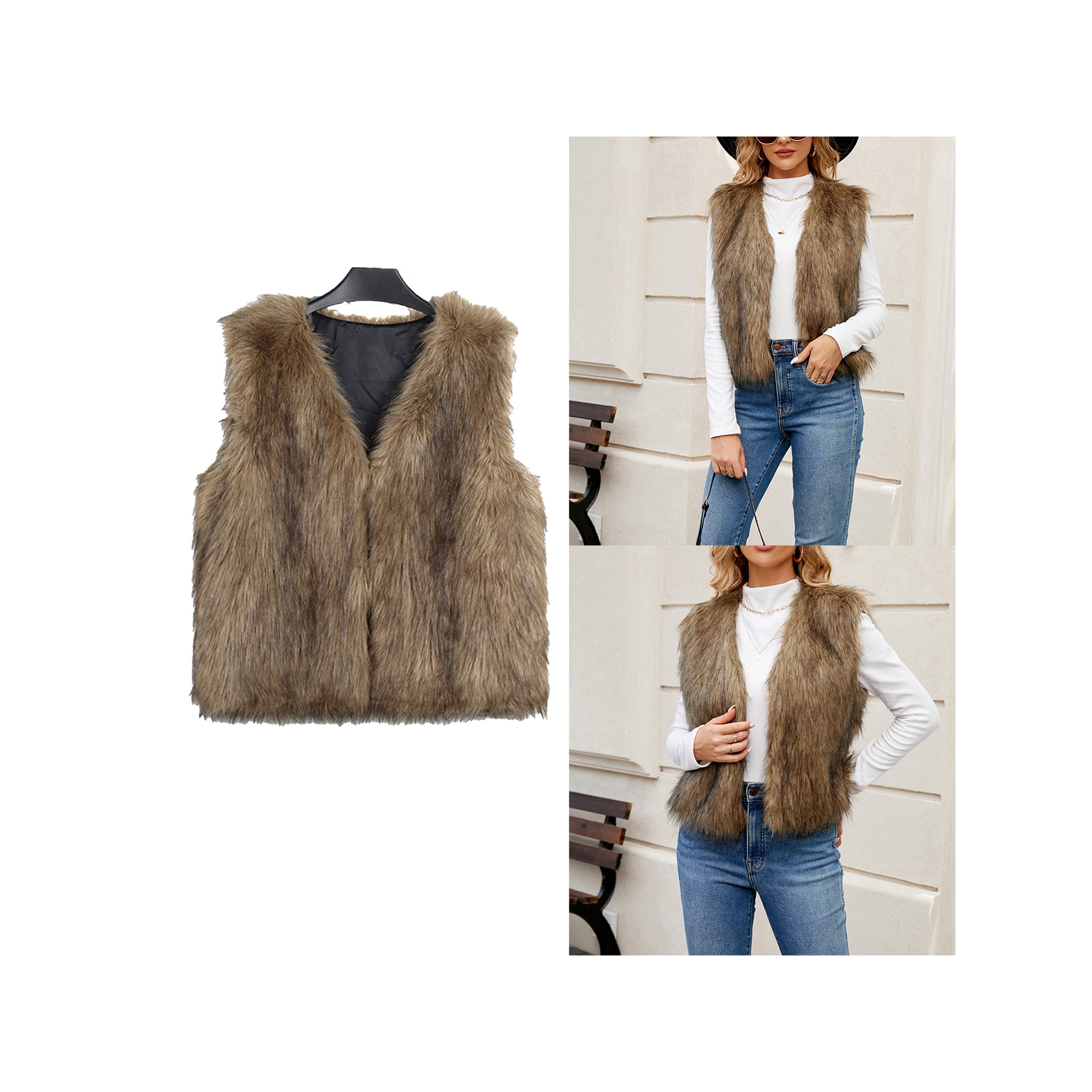 Click here for Nituyy Women Faux Fur Vest  Sleeveless Open Front... prices