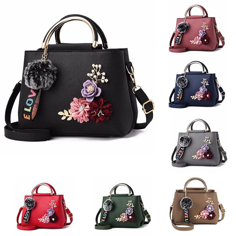 Women's Flower Designer Bag Leather Messenger Handbag Totes | Walmart ...