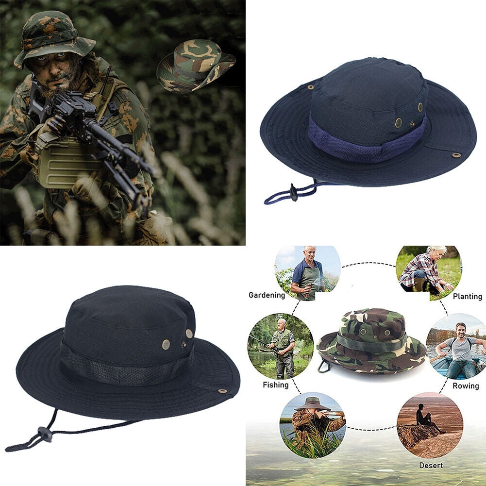 US 1-2 Pcs Boonie Bucket Hats Outdoor Fishing Hunting Wide Brim Mesh ...