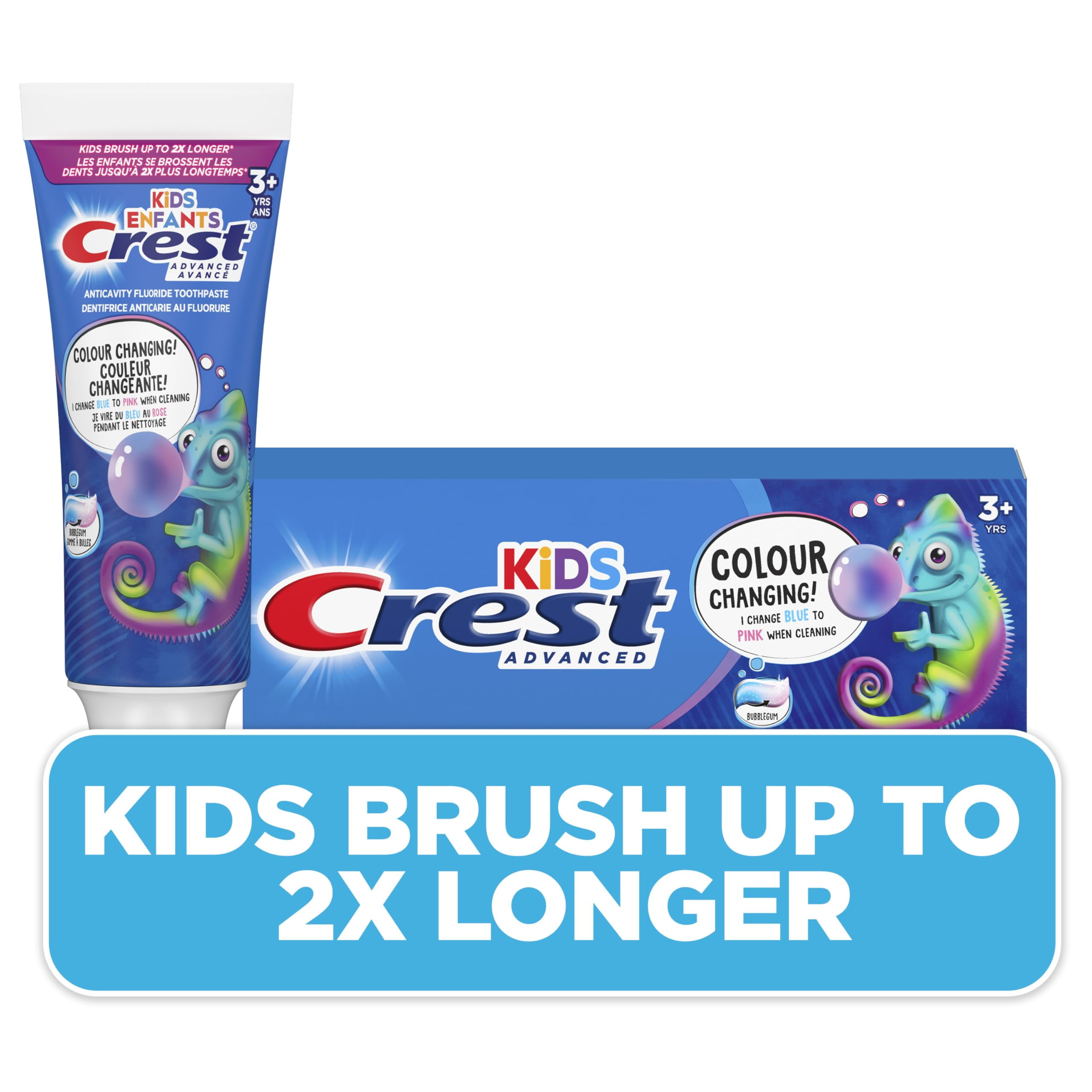 Pack of 2 Crest Kid's Advanced Colour Changing Toothpaste, Bubblegum ...