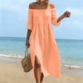 Kojanyu Women's Off Shoulder Midi Dresses Cotton 2026 Casual Summer ...