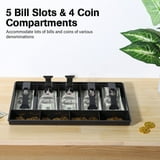 Peaoy Cash Register Drawer Cash Tray with 5 Bill & 4 Coin Compartments ...