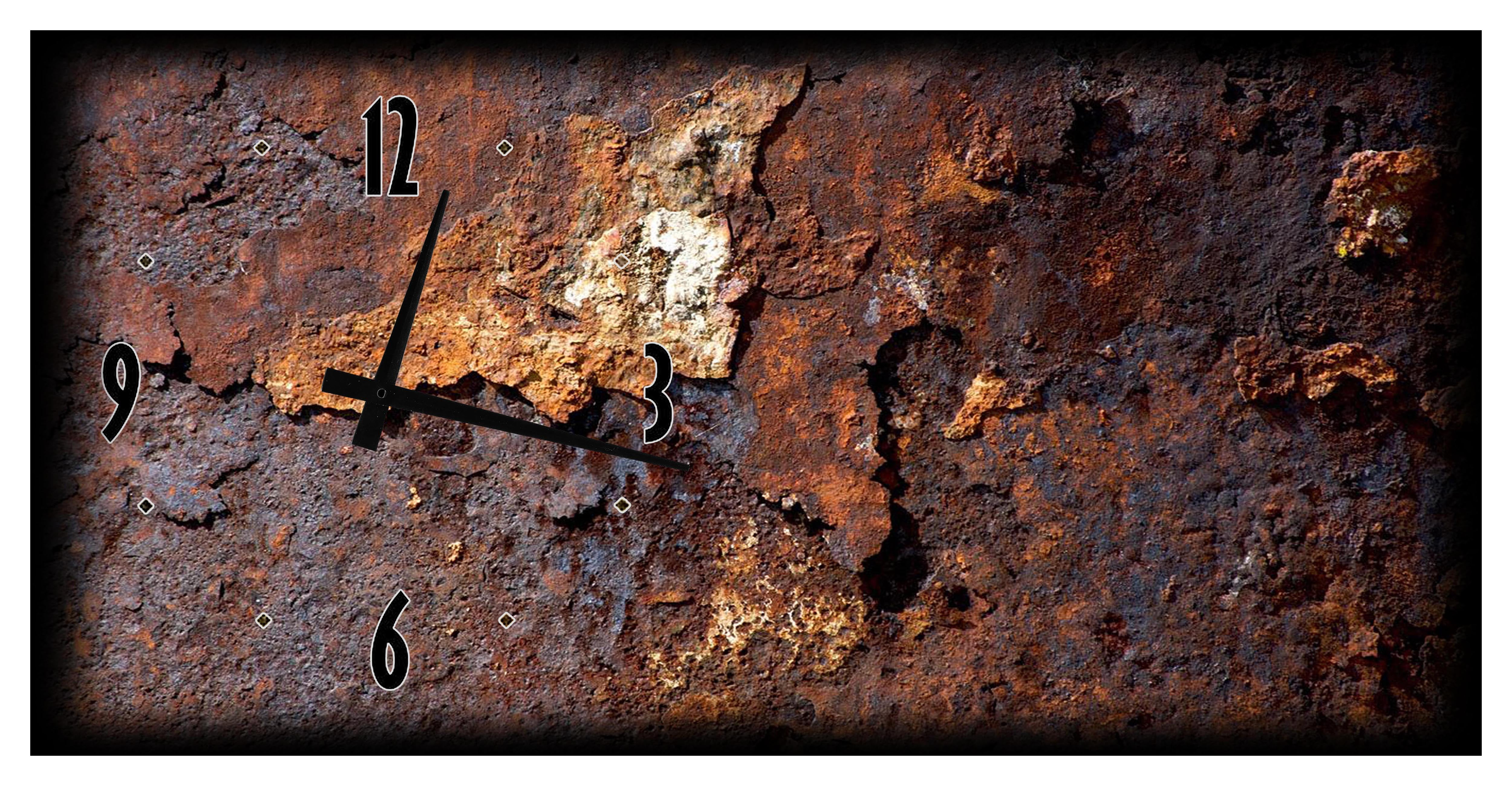 Large Wall Clock Rusted Steel Old Metal Man Cave Garage 12 x 24 Inch ...