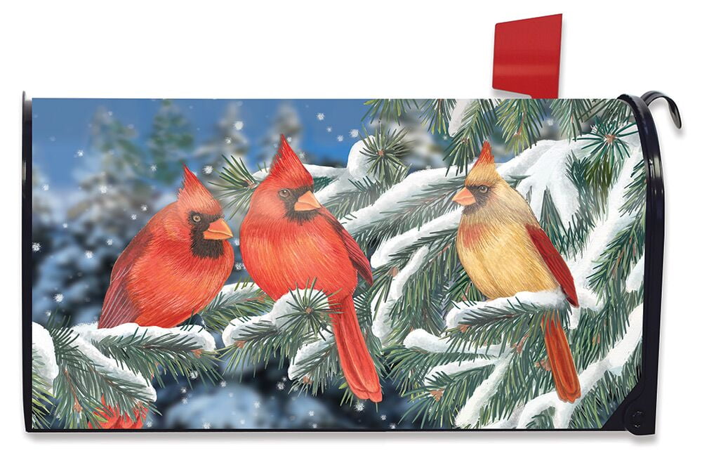 Winter Cardinal Trio Large Mailbox Cover Birds Oversized Briarwood Lane ...