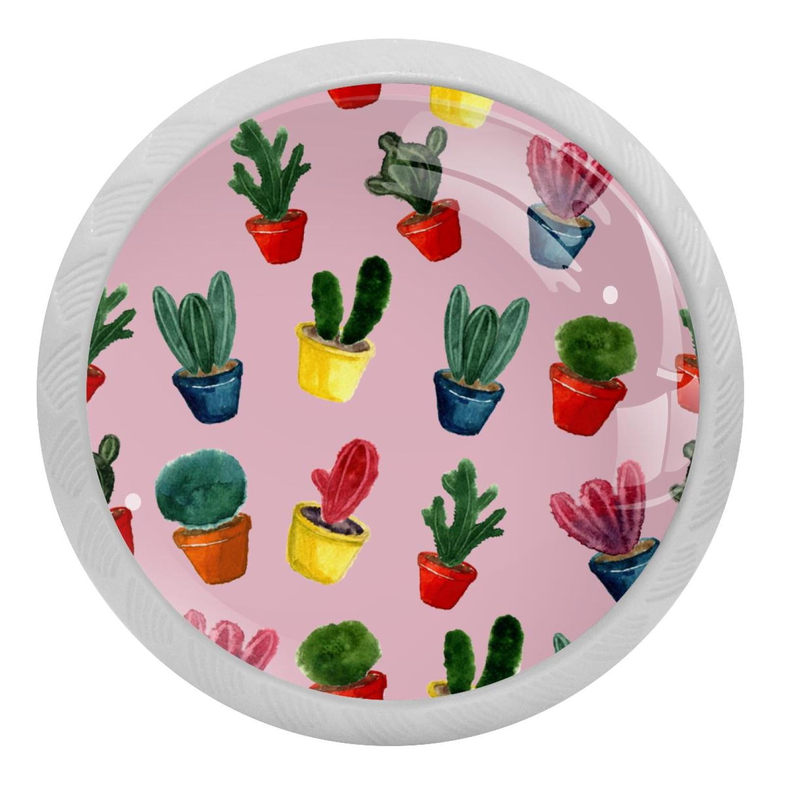 4PCS Round Cactus Cabinet Fluorescence Knob Glowing in the Dark ...