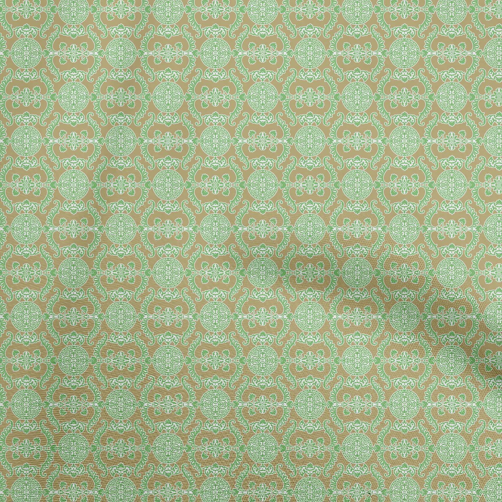 oneOone Viscose Jersey Olive Green Fabric Asian Ornamental Diy Clothing ...