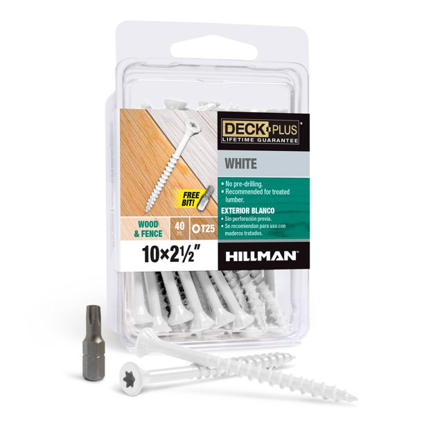 Deck Plus Exterior Screws, Wood and Fence Screws, Steel, White, 10 x 2. ...