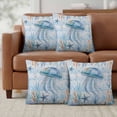 Blue Jellyfish Pillow Covers Set of 2, Nautical Coastal Shell Bubble ...