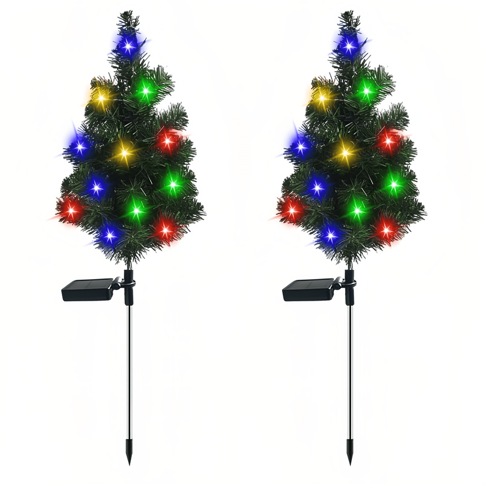 Trianu 32LED Solar Christmas Tree Lights Outdoor Decorations Waterproof, 2 Pack Small Solar ...