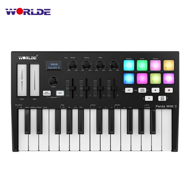 WORLDE Panda MINI II Controlador de teclado MIDI USB portátil de 25 ...