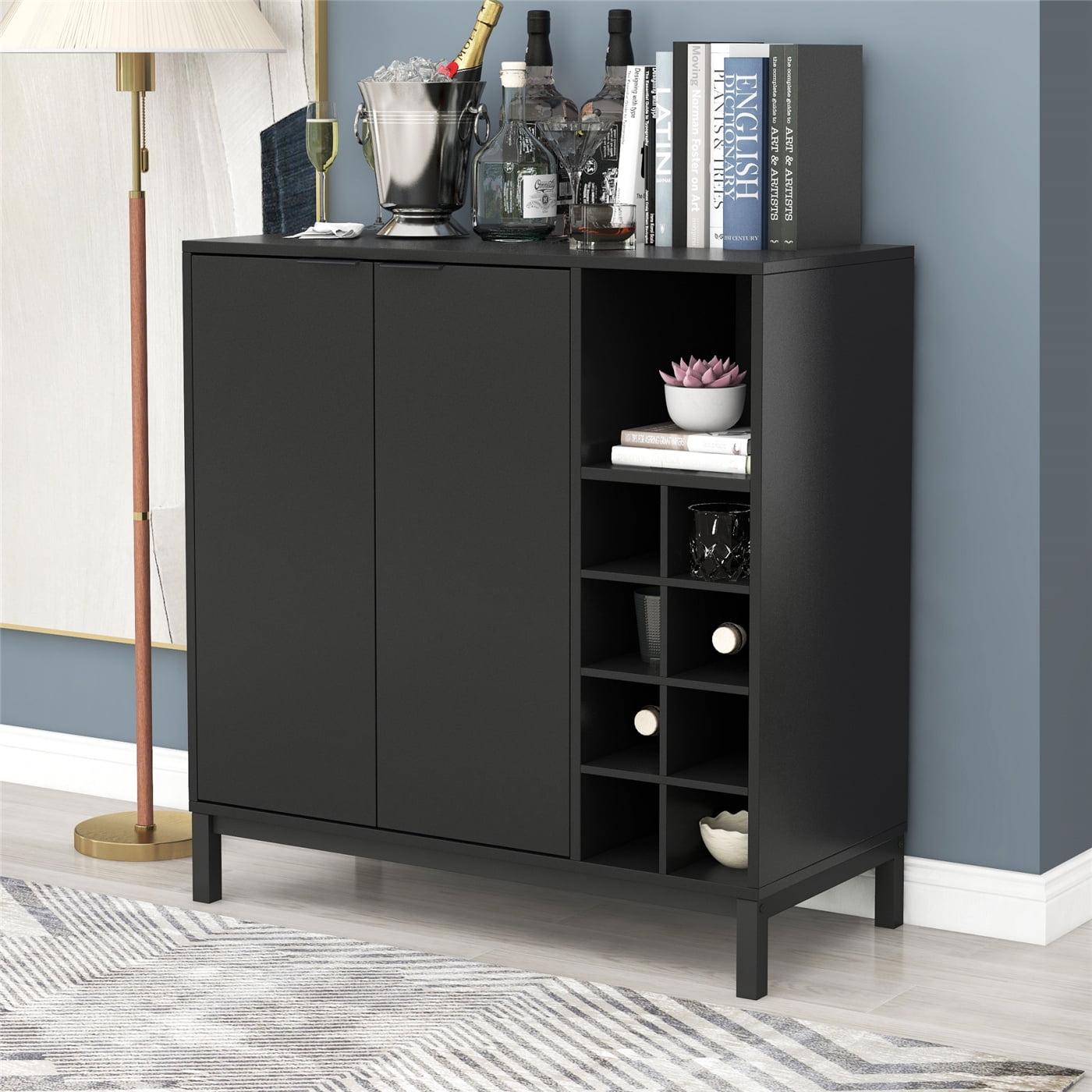 Modern Storage Cabinet with 2 Doors, 34 Inch Wooden Buffet Sideboard ...