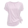 EazyTech Women's Summer Casual Striped Short Sleeve Round Neck Side Tie ...