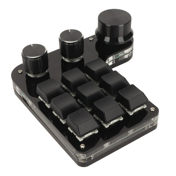 One Handed Keypad, Universal 9 Key Mini Keypad With 3 Knob RGB Light ...