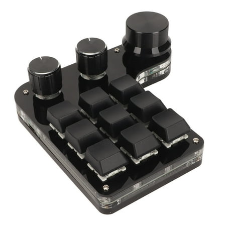 One Handed Keypad, Universal 9 Key Mini Keypad With 3 Knob RGB Light ...
