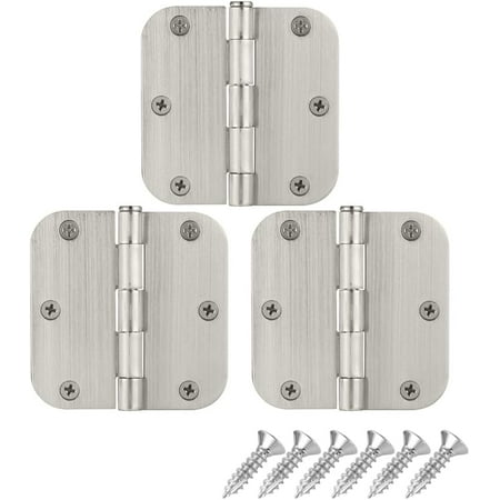 Door Hinges Satin Nickel, 3 1/2" Door Hinge Rounded 3.5 Inch x 3.5 Inch ...
