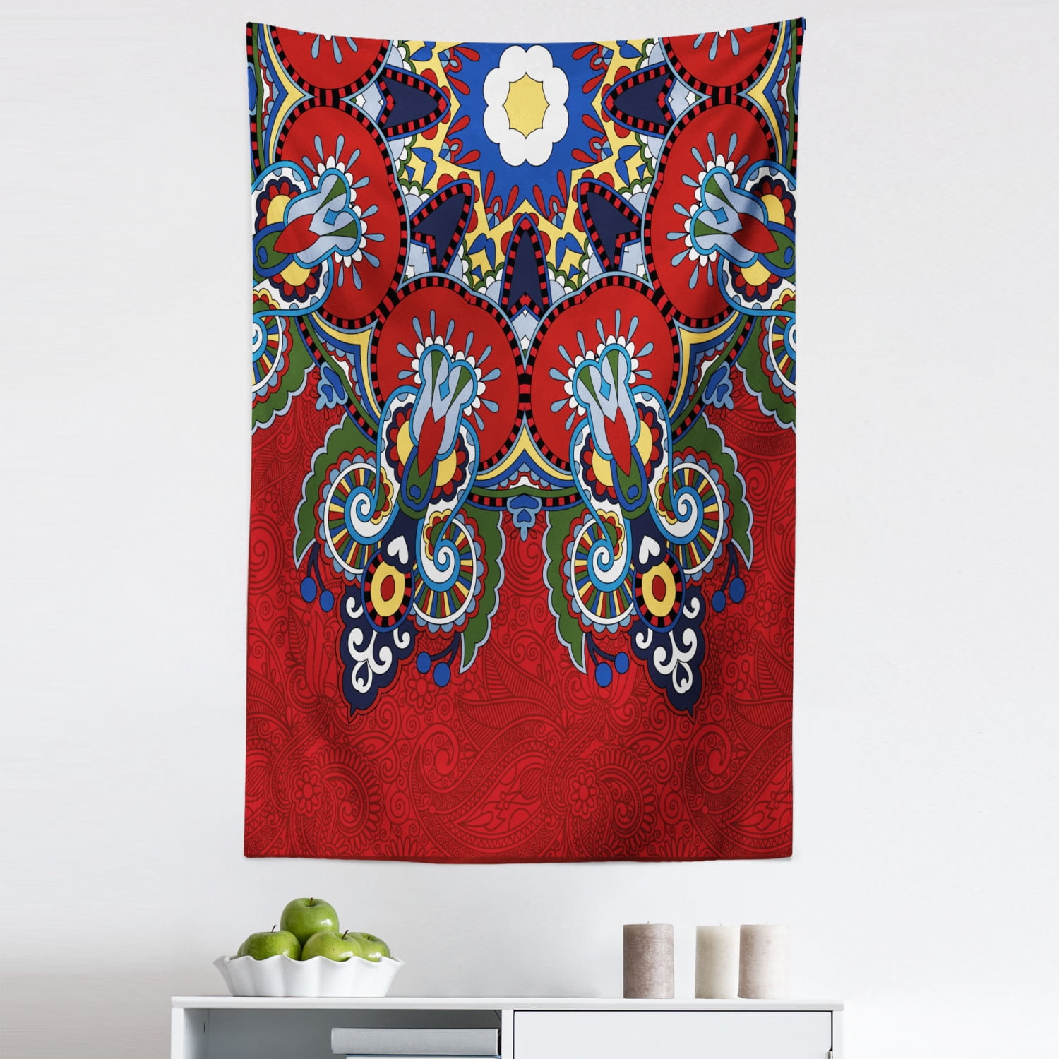 Mandala Tapestry, Russian and Ukranian Lace Like Flowers Leaves Swirls ...