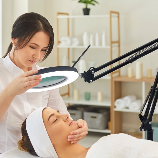 FOOING LED Magnifying Glass Floor Lamp,Adjustable Stand & Swivel Arm ...