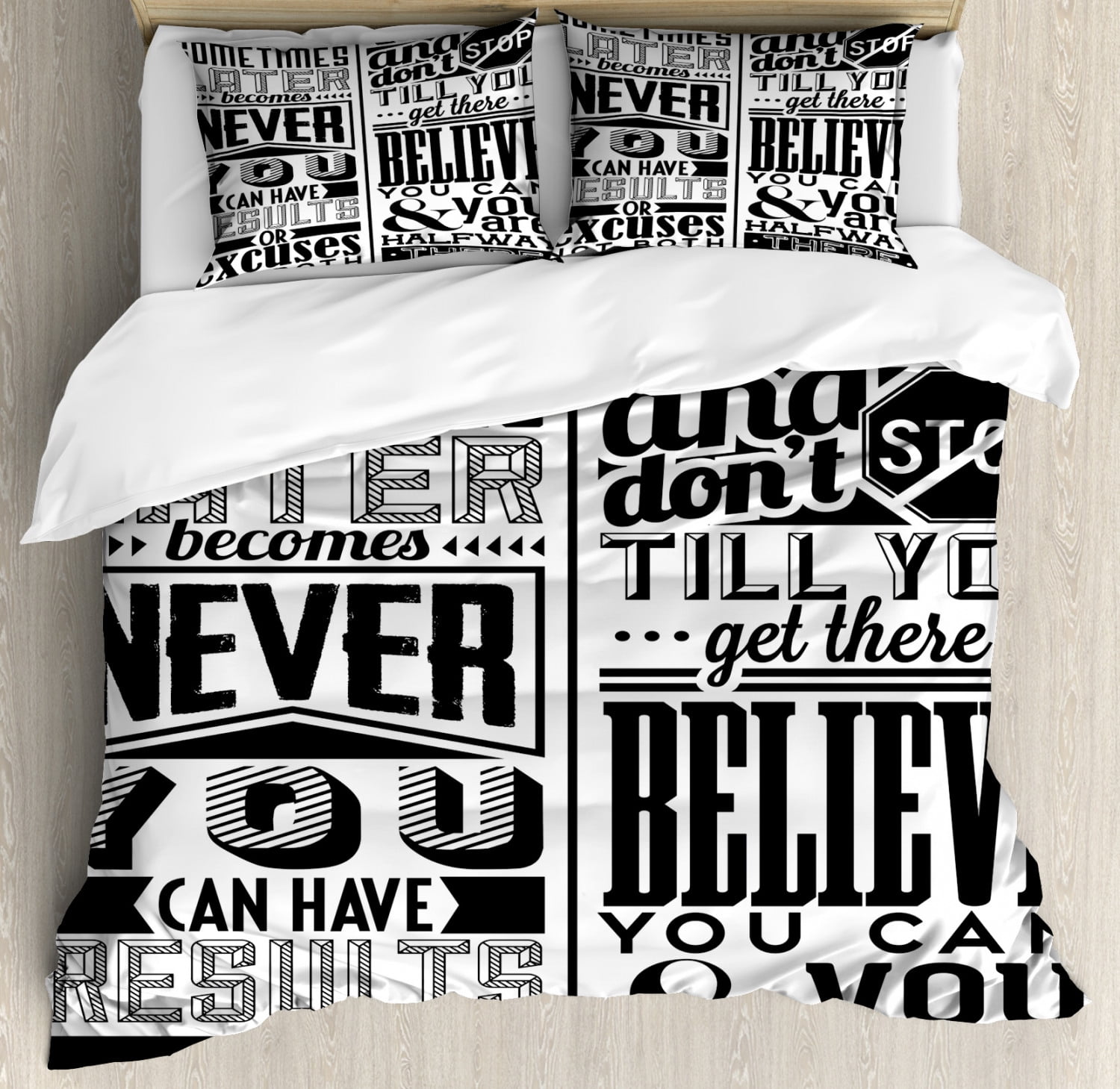 Motivational King Size Duvet Cover Set, Vintage Set of Positive ...