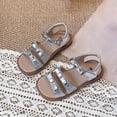 BOOMNY Girl's Sandals Open Toe Flat Sandals for Kids Adjustable Strap ...