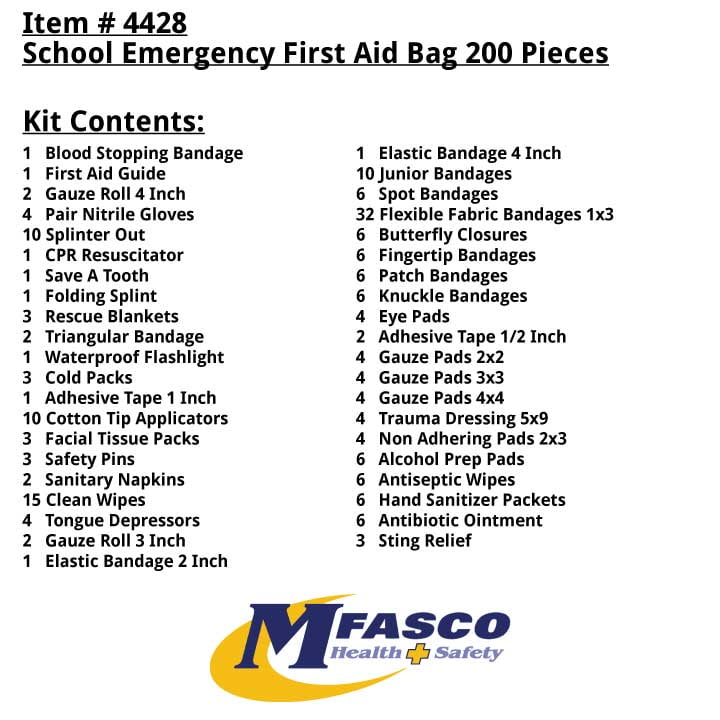 First Aid Kit Contents For Schools