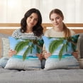Beach Coastal Pillow Covers Set of 4, Starfish Palm Tree Sky Tropical ...