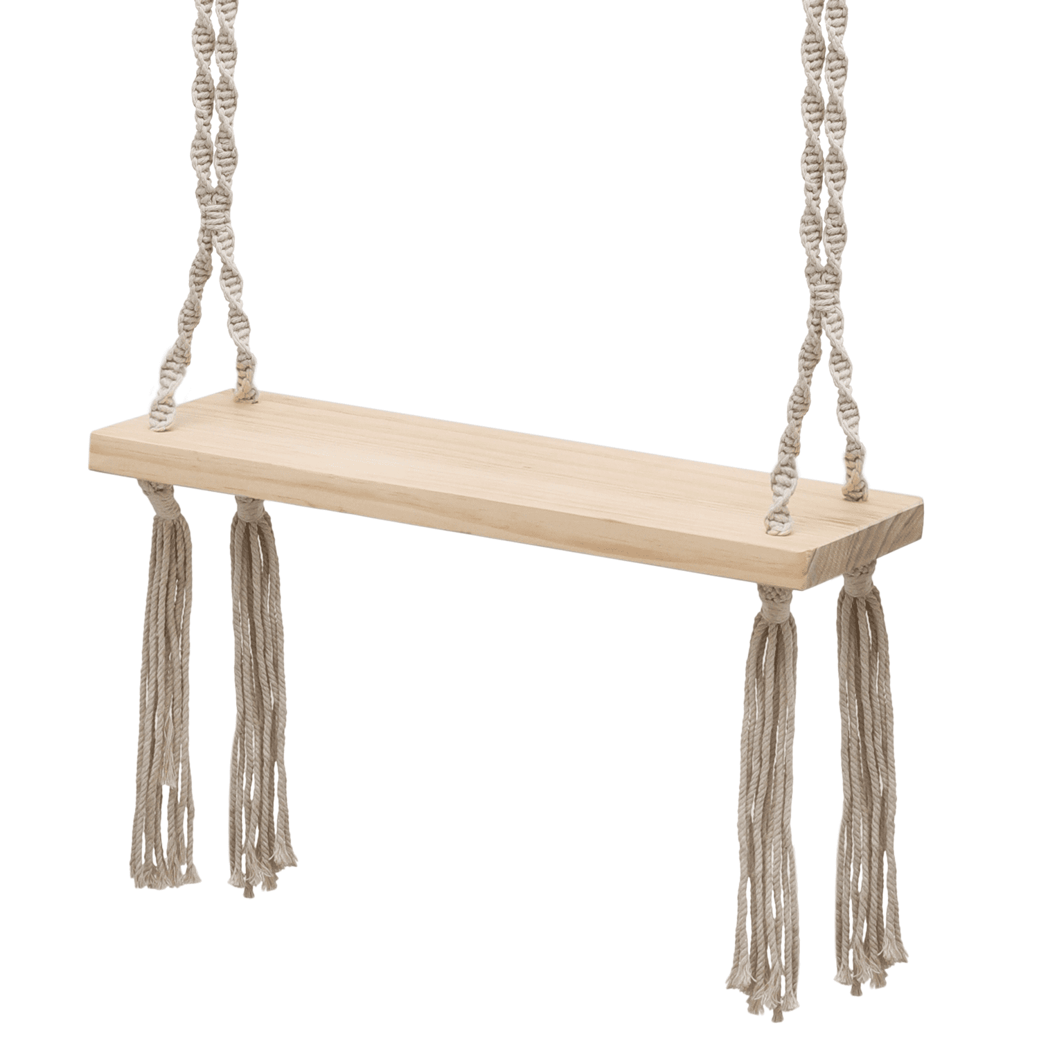 MoNiBloom Wooden Swing, Outdoor Flat Bench Seat with Metal Ring, Tree ...