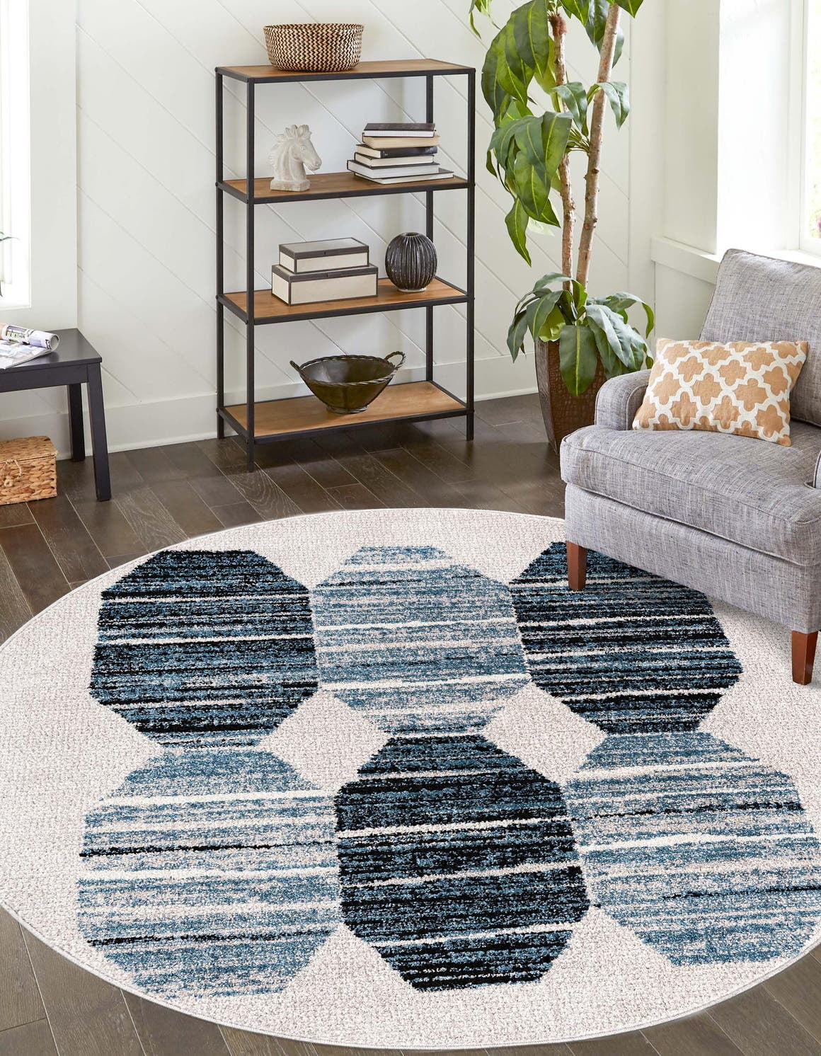 Rugs.com Aramis Collection Rug – 10 Ft Round Blue Medium Rug Perfect ...