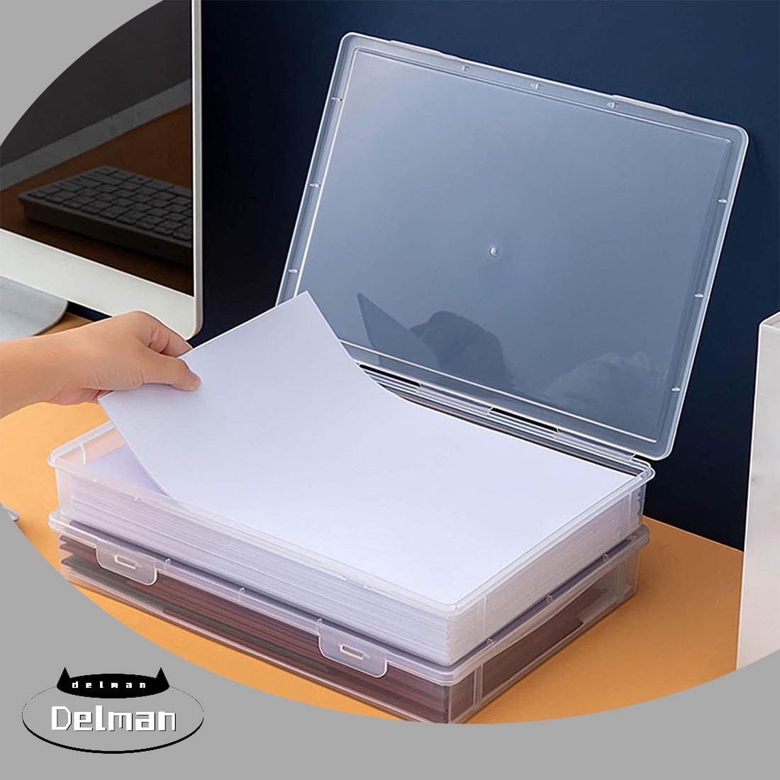 File Container Box with Lid Organizer Transparent Durable Storage for ...