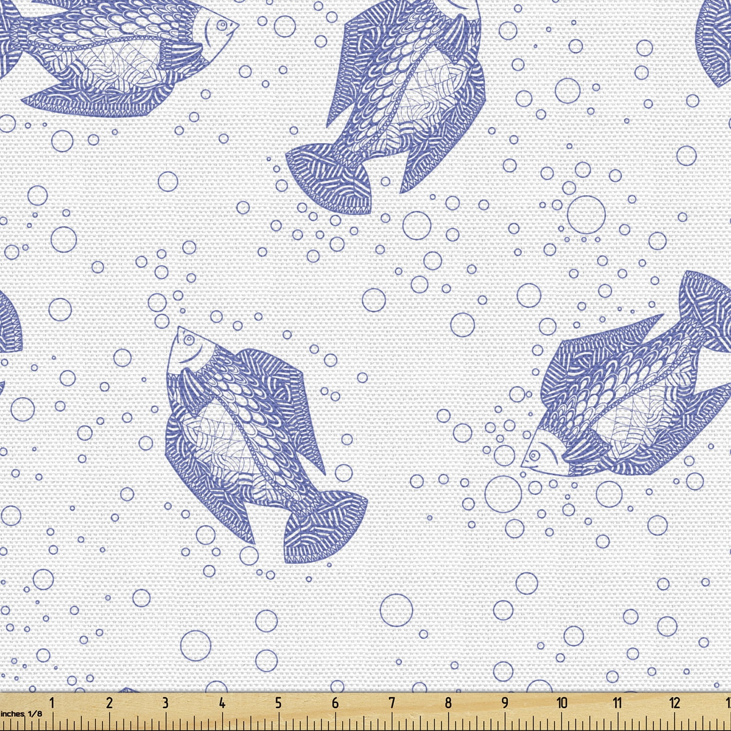 Underwater Fabric by the Yard, Fishes Swimming in the Sea Bubbles ...