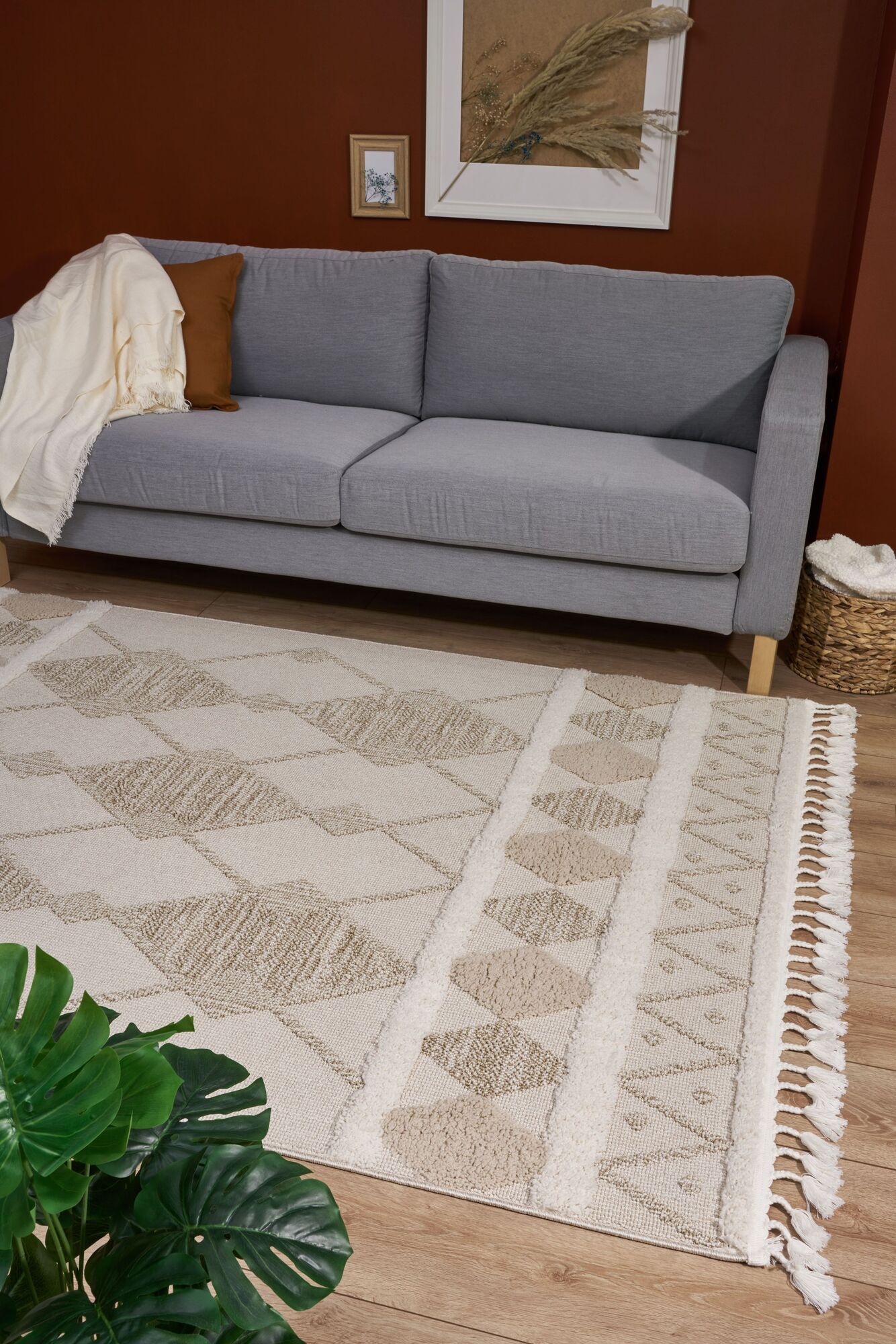 BESPOKY Modern Area Rug,Home Decor Carpet,Rectangle Room Carpets,Cream ...