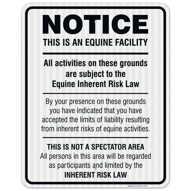 Equine Liability Sign, Statute Horse Barn Stable Farm Sign, - Walmart.com