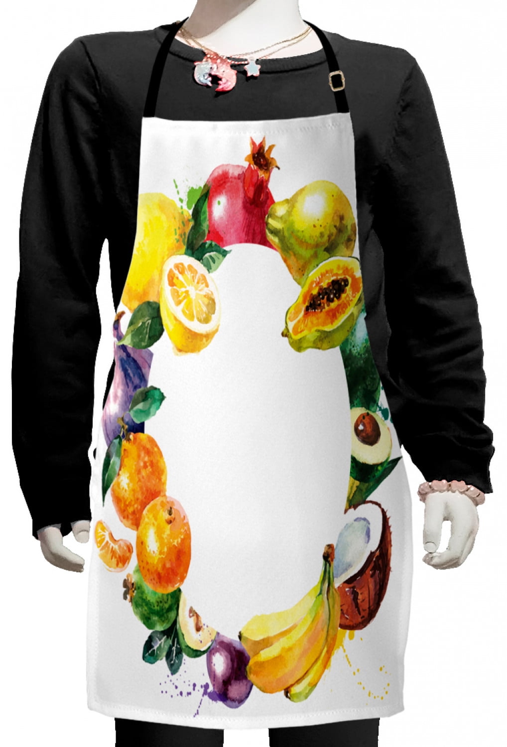 Fruit Kids Apron, Nature Food with Banana Lemon Avocado Orange Coconut ...
