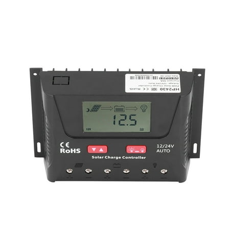 Loewten PWM Solar Charge Controller,30A 12V/24V PWM Solar Charge Controller Regulator LCD ...