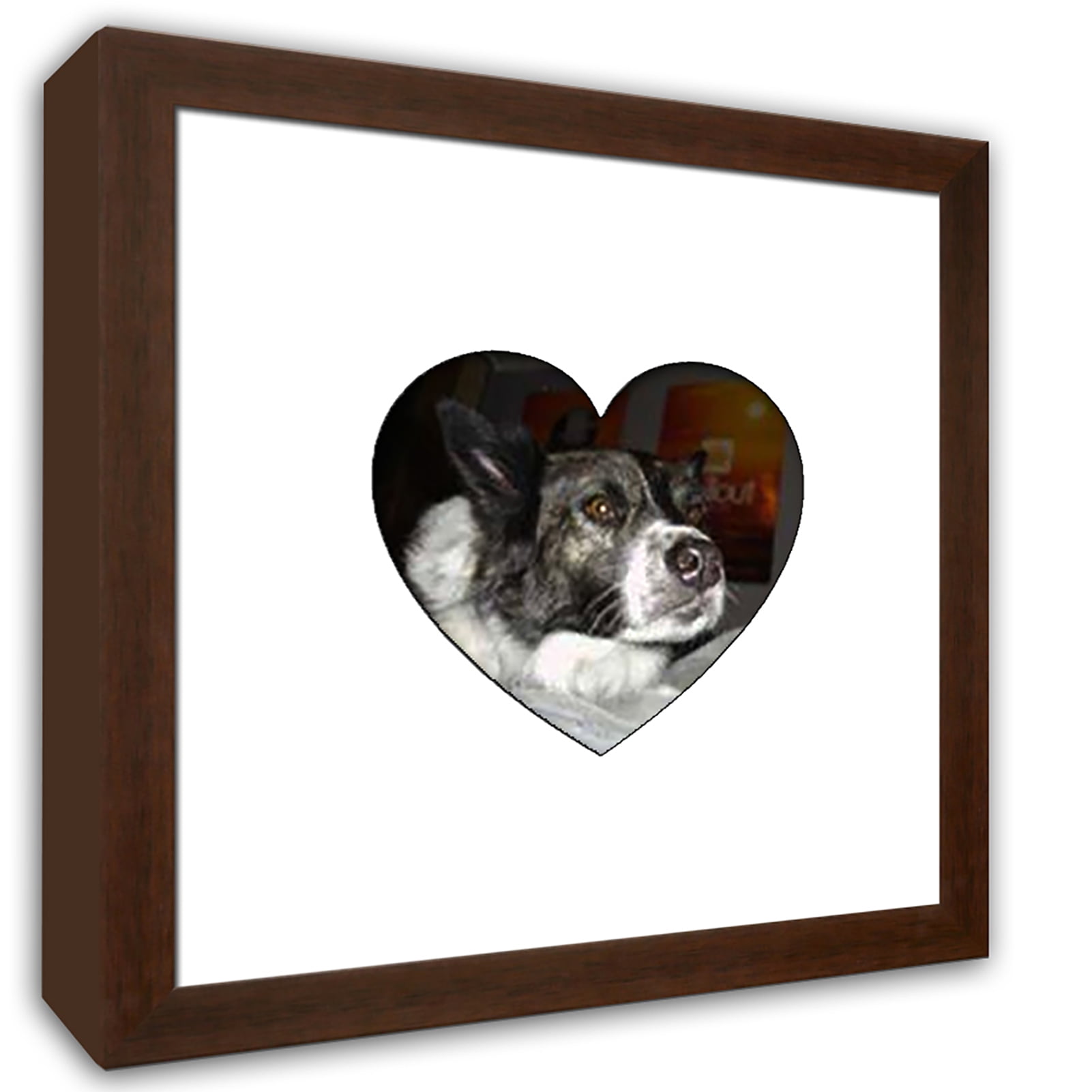 Heartstagram Picture Frame - Brown Wood Frame With Heart Shaped Mat Cut ...